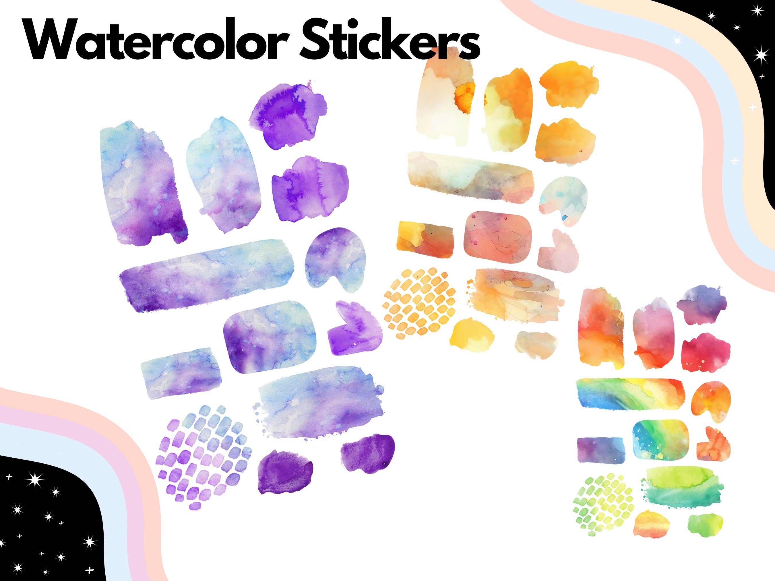 Watercolor Swatch Stickers Watercolor Journal Stickers for Creative ...