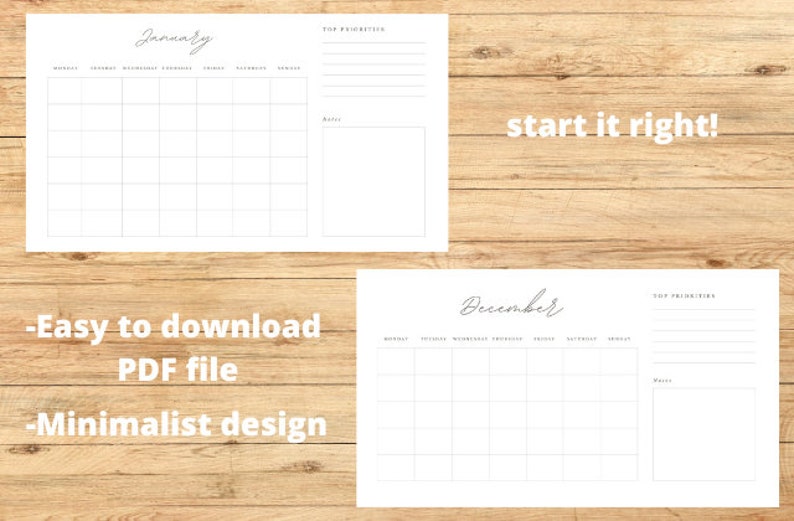 Printable Modern Minimalistic Planner Monthly Planner PDF Digital 2023 ...