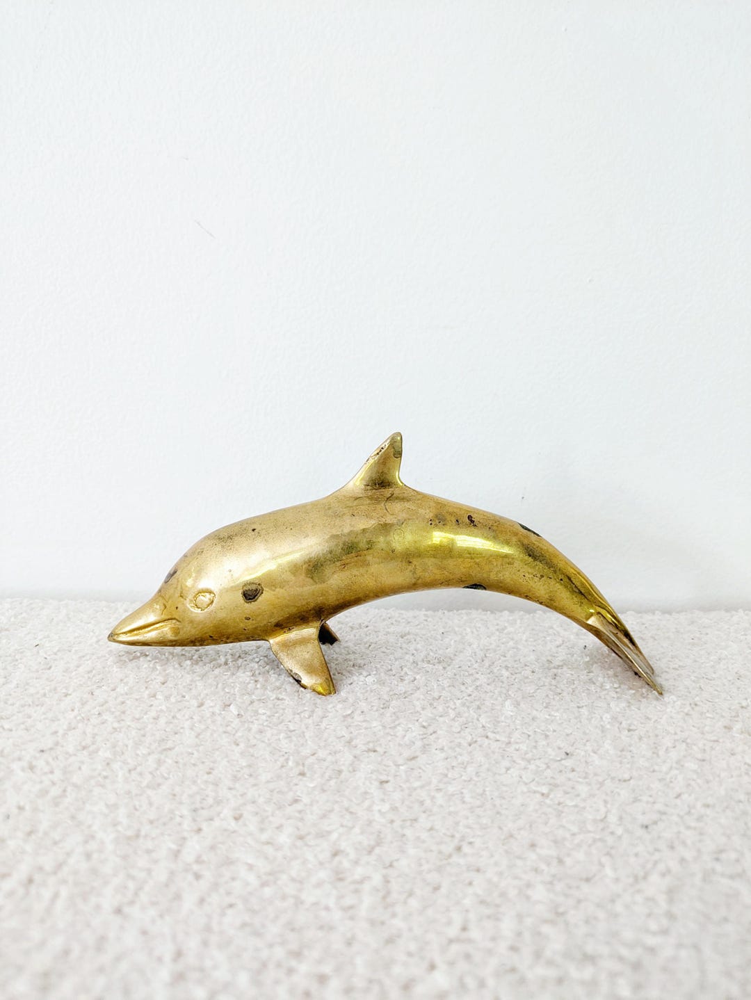 Brass Dolphin Figure Vintage Brass Dolphin Figurine Golden Statue Ocean ...