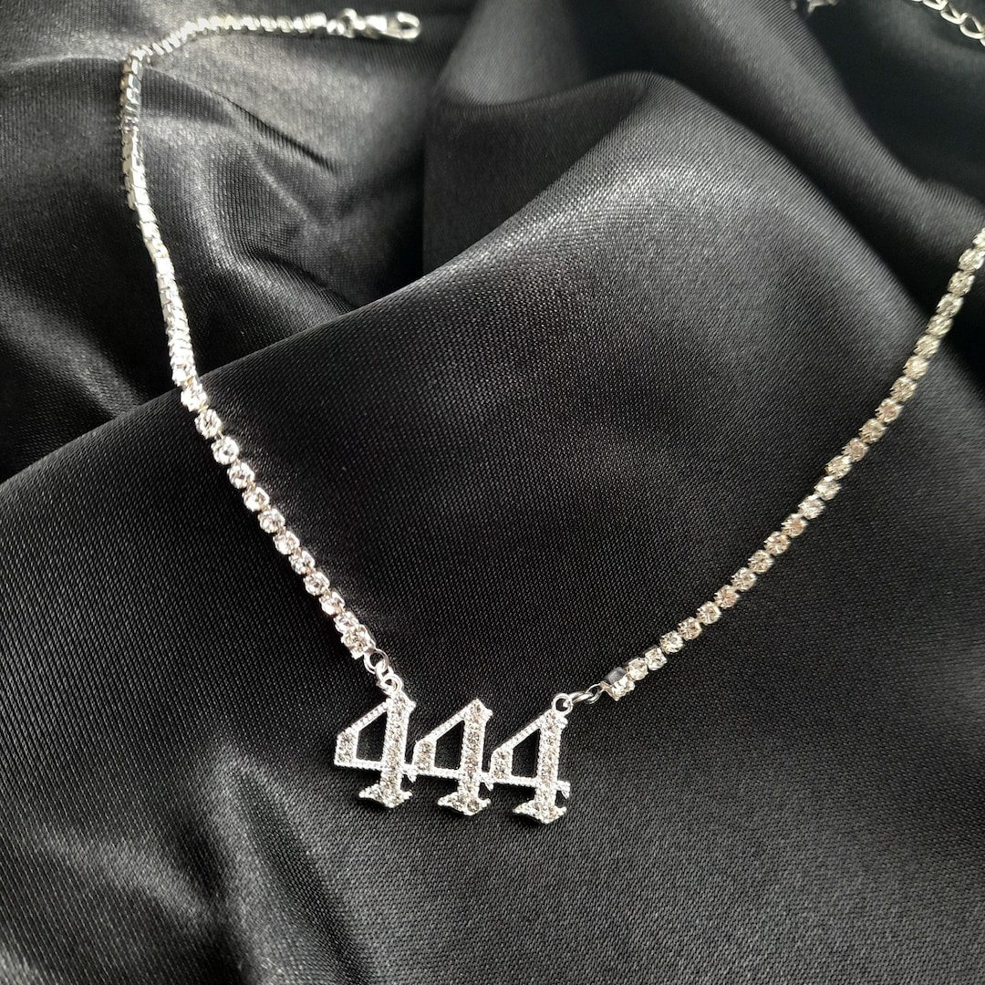 444 Necklace, Angel Numbers Tennis Necklace, 444 Pendant, Tennis ...