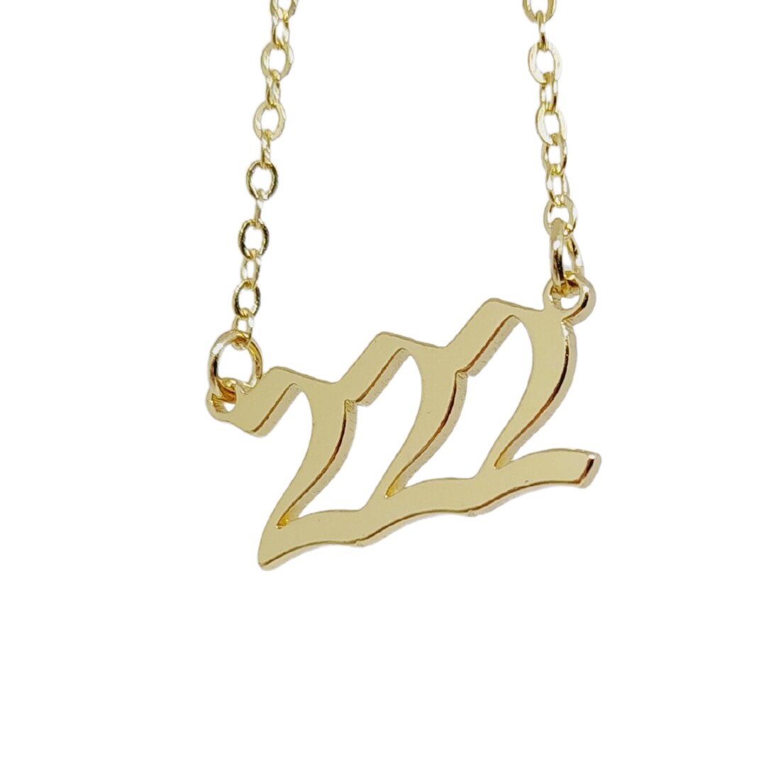 222 Necklace, Gold Angel Numbers Jewellery, Symbolic Necklace, Positive ...