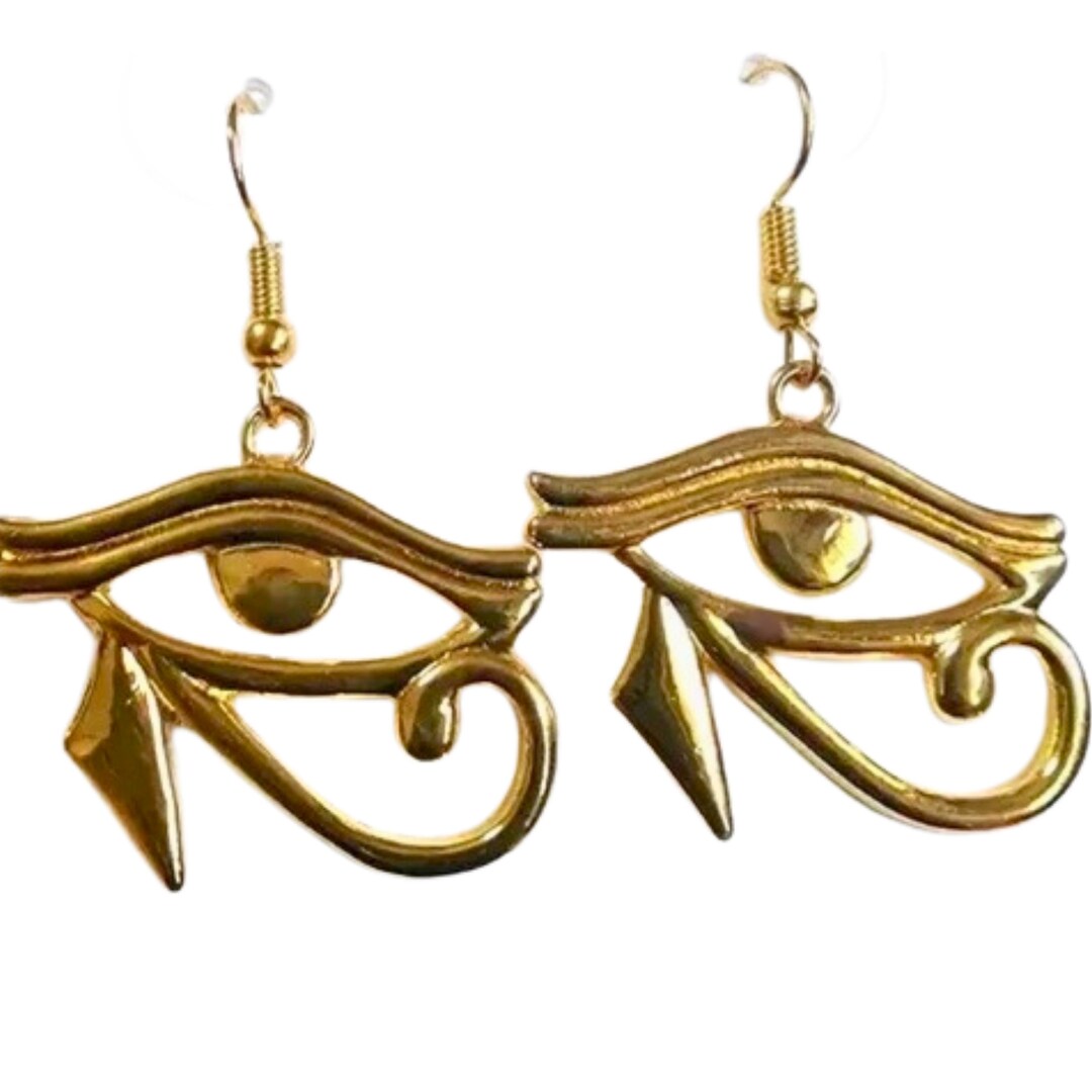 Eye of Horus Earrings, Egyptian Symbol Jewellery, Evil Eye Dangle ...