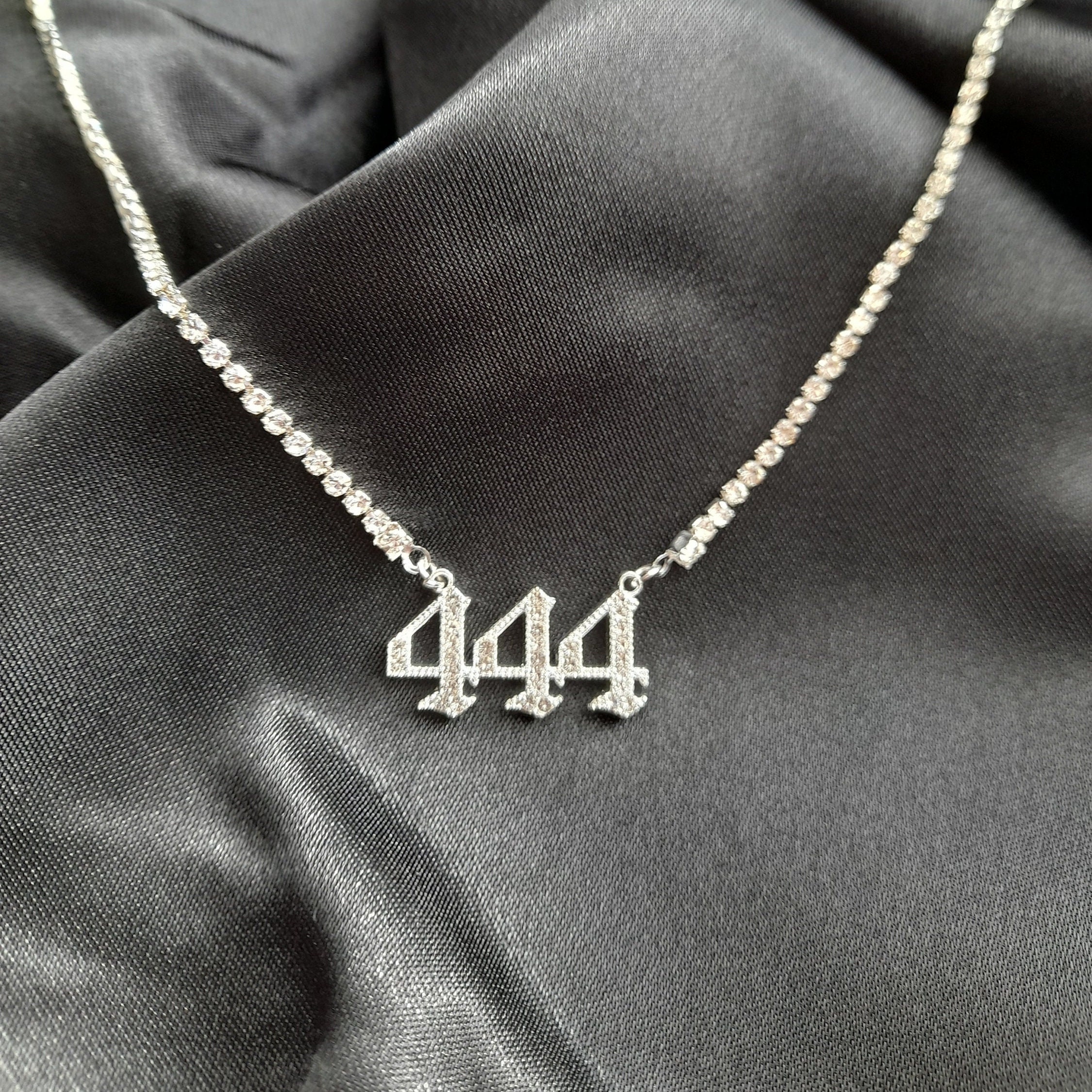 444 Necklace, Angel Numbers Tennis Necklace, 444 Pendant, Tennis ...
