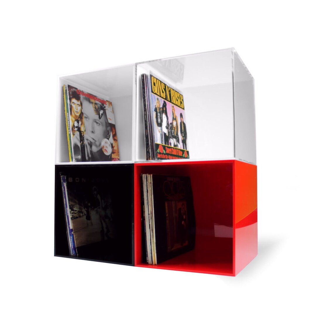 Vinyl LP 12 Record Storage Box Fully Assembled & Stackable Rack Clear ...