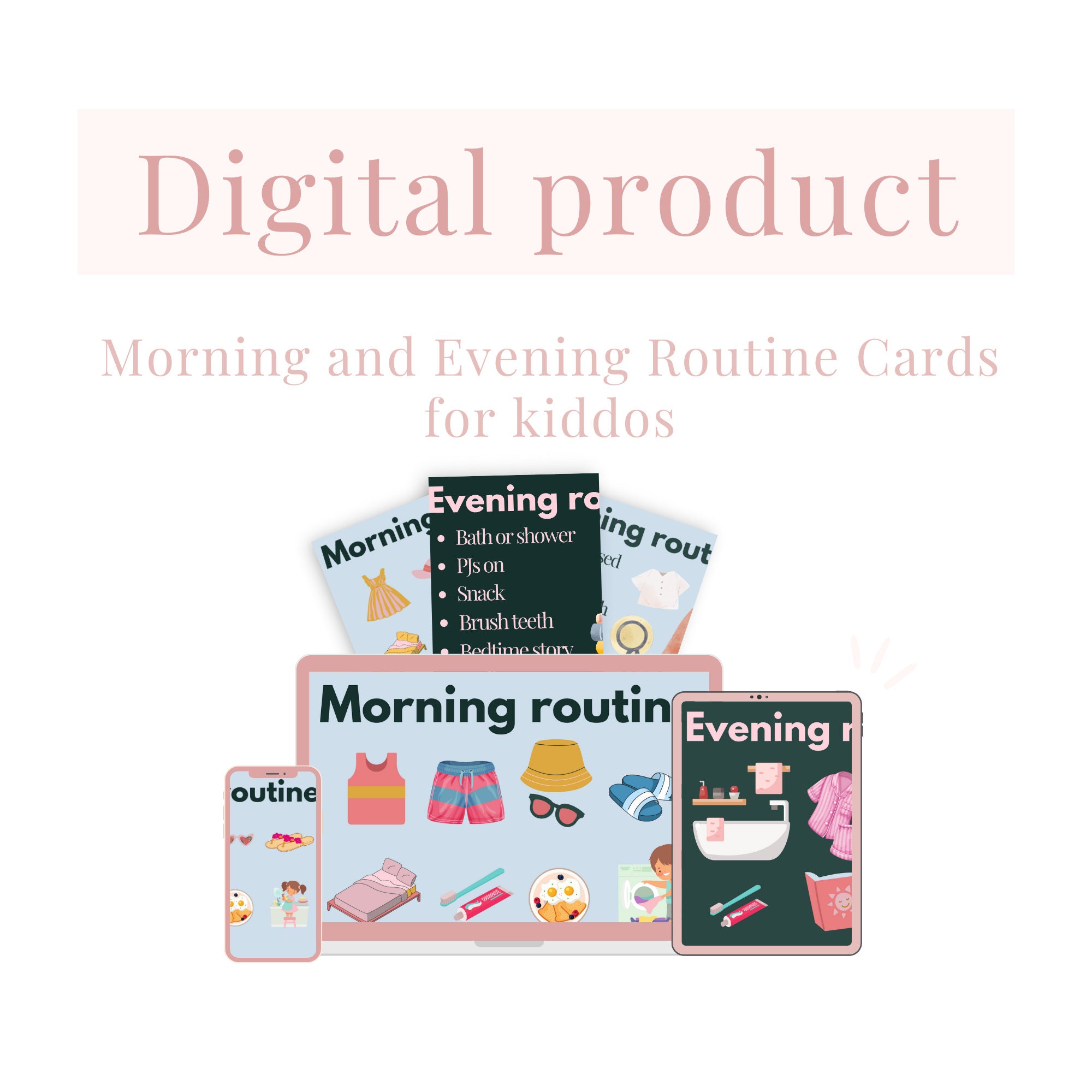 Morning and Evening Routine Cards for Kiddos - Etsy