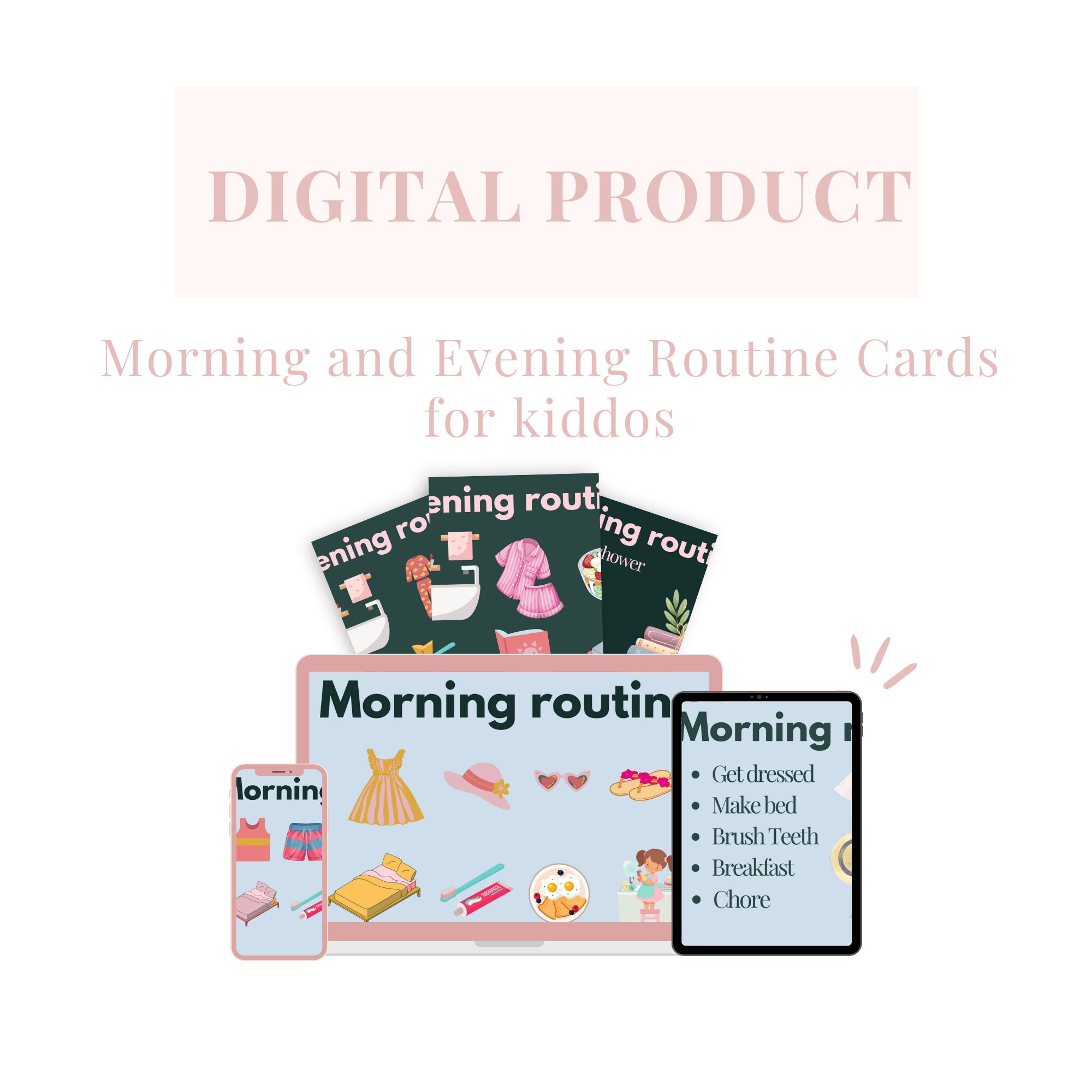 Morning and Evening Routine Cards for Kiddos - Etsy