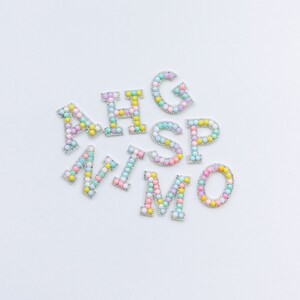 Bead Letter Patch | Cotton Candy Letter Patch | Iron on Chenille Letter ...