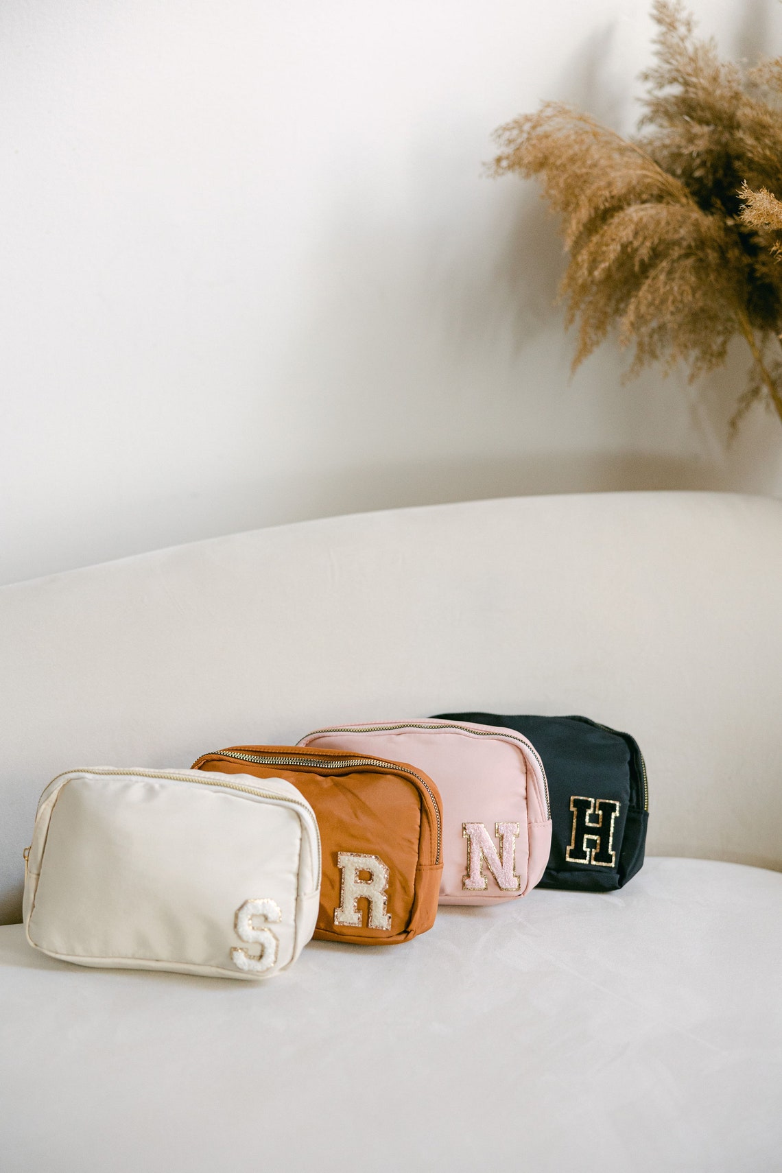 Personalized Nylon Belt Bag | Chenille Letter Patch Belt Bag | Custom ...
