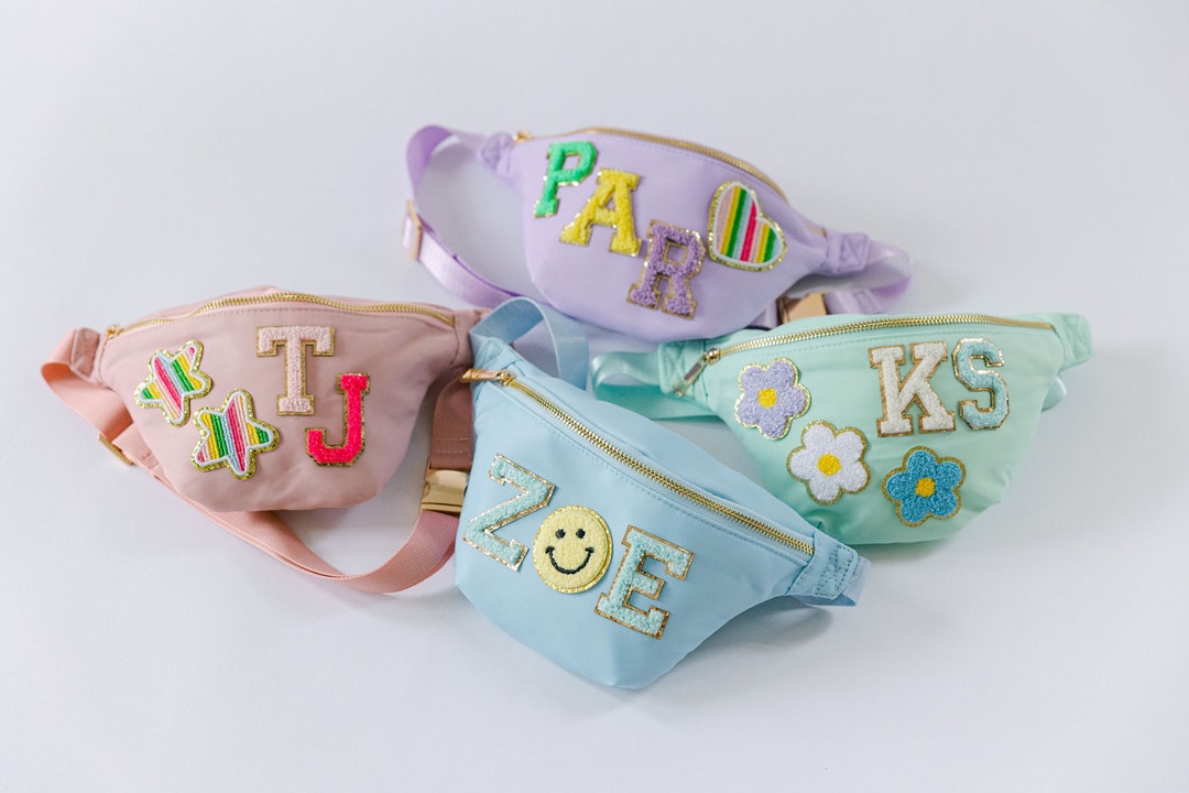 Personalized Nylon Fanny Pack | Chenille Letter Patch Fanny Pack | Custom Belt Bag ...