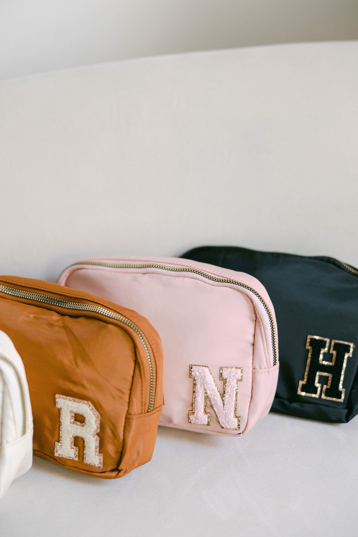 Personalized Nylon Belt Bag | Chenille Letter Patch Belt Bag | Custom ...