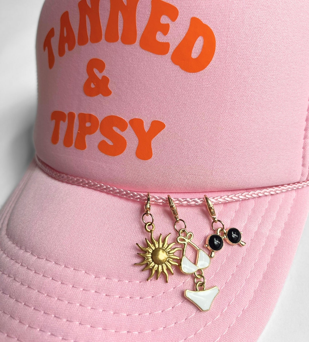 Trucker Hat Chain Charms | Slogan Trucker Hat With Gold Charms | Bikini ...