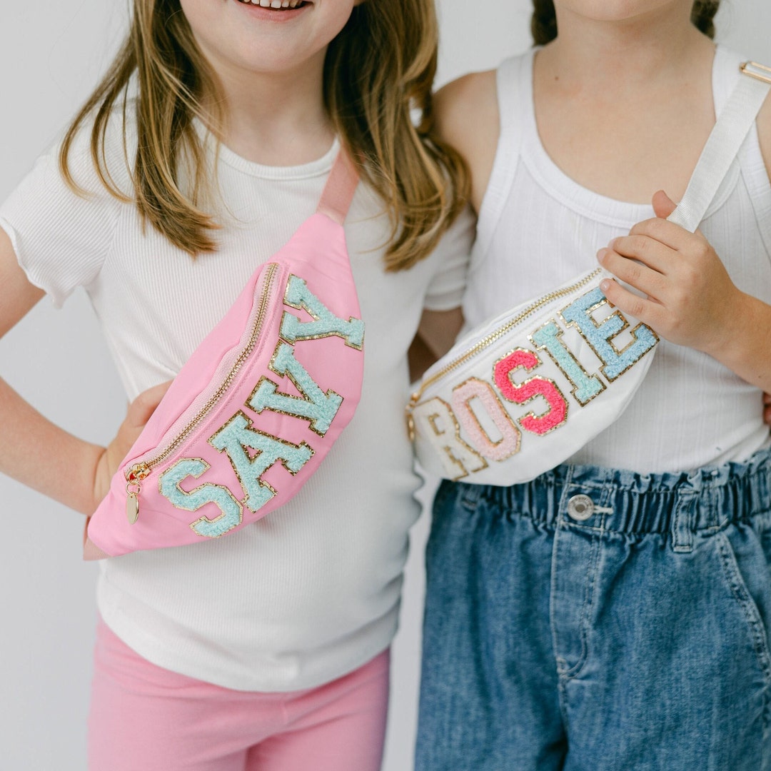 Personalized Kids Nylon Fanny Pack Chenille Letter Patch Fanny Pack Custom Kids Belt Bag Kids ...