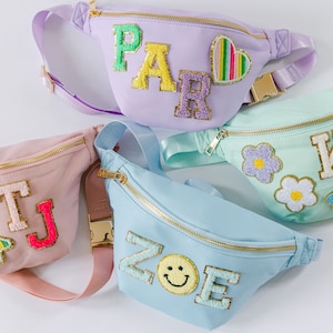 Personalized Nylon Fanny Pack | Chenille Letter Patch Fanny Pack | Custom Belt Bag ...