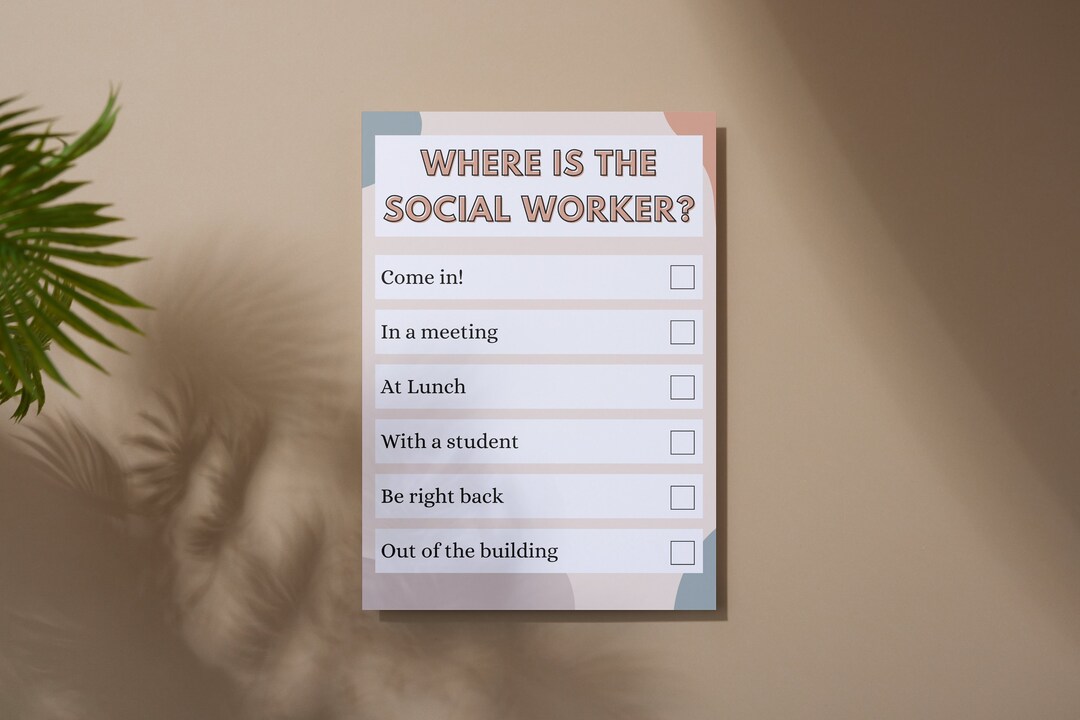 School Social Worker Door Sign, Where is the Social Worker Sign ...