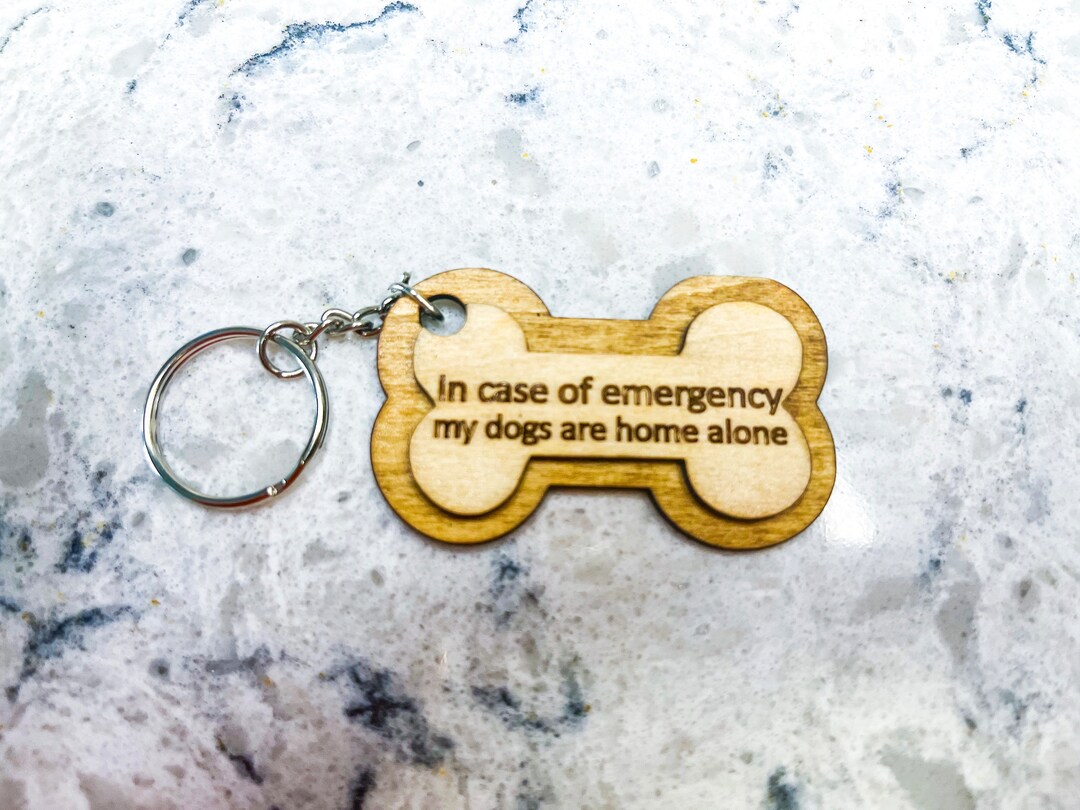 My Pet is Home Alone Emergency Alert Keychain Emergency Pet Dog Tag for ...