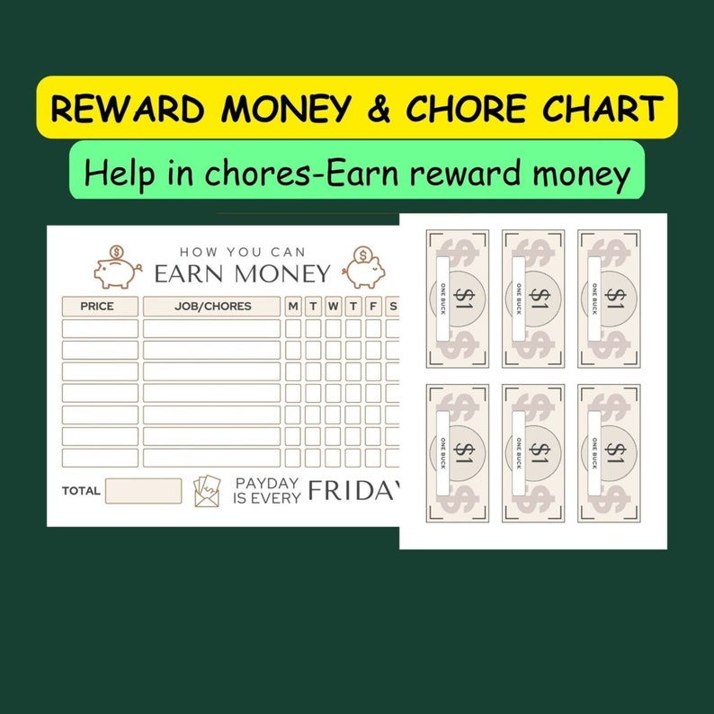 Kids Reward and Chore Chart Allowance Chore Chart Printable, , 2 Kids ...