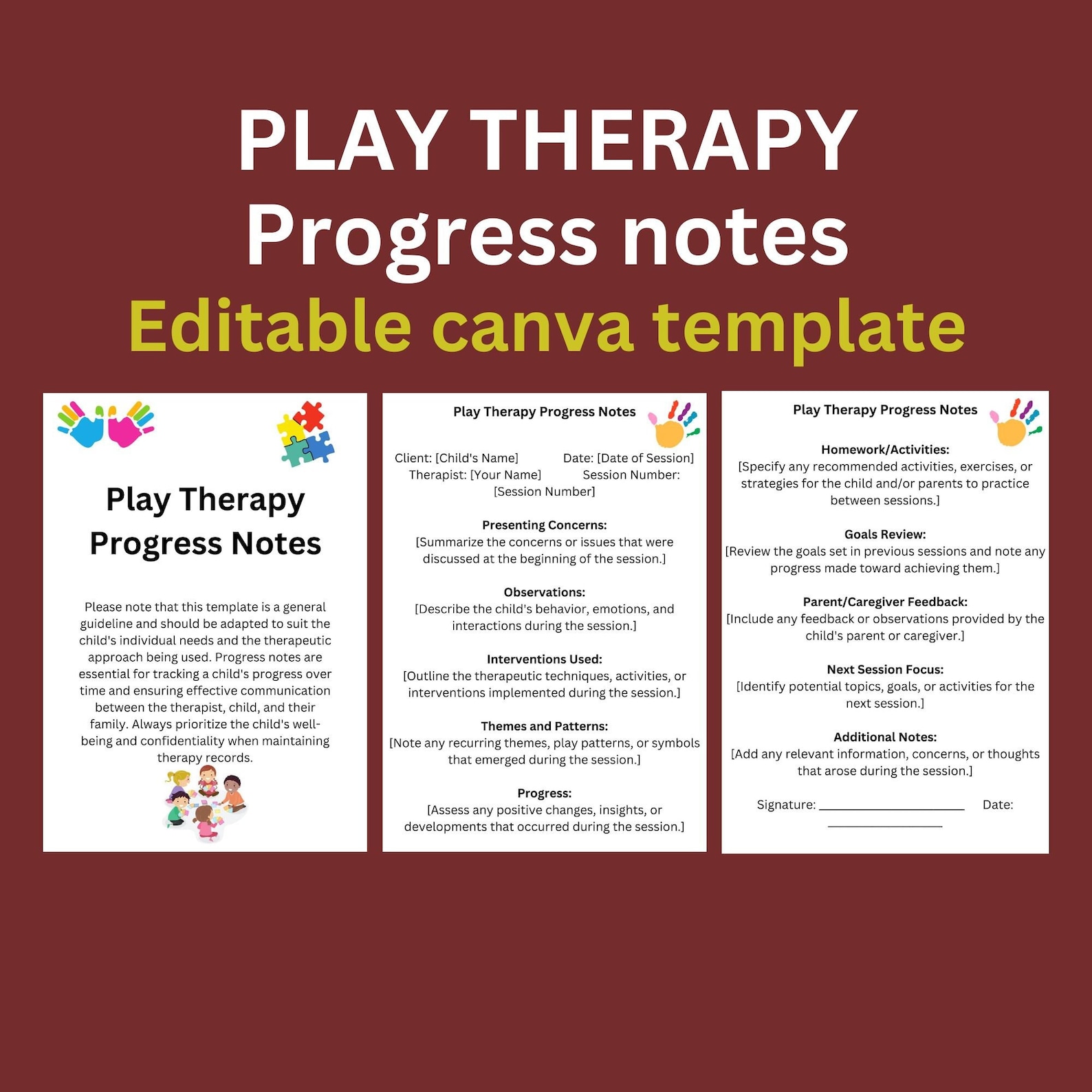 Play Therapy Progress Report Editable Therapeutic Interventions List ...