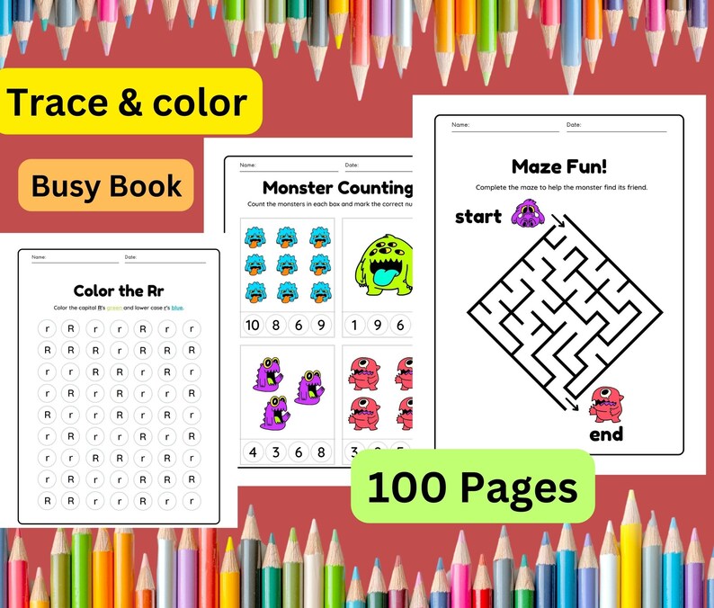 100 Summer Kids Activities, Kindergarten Digital, Printable Activity ...