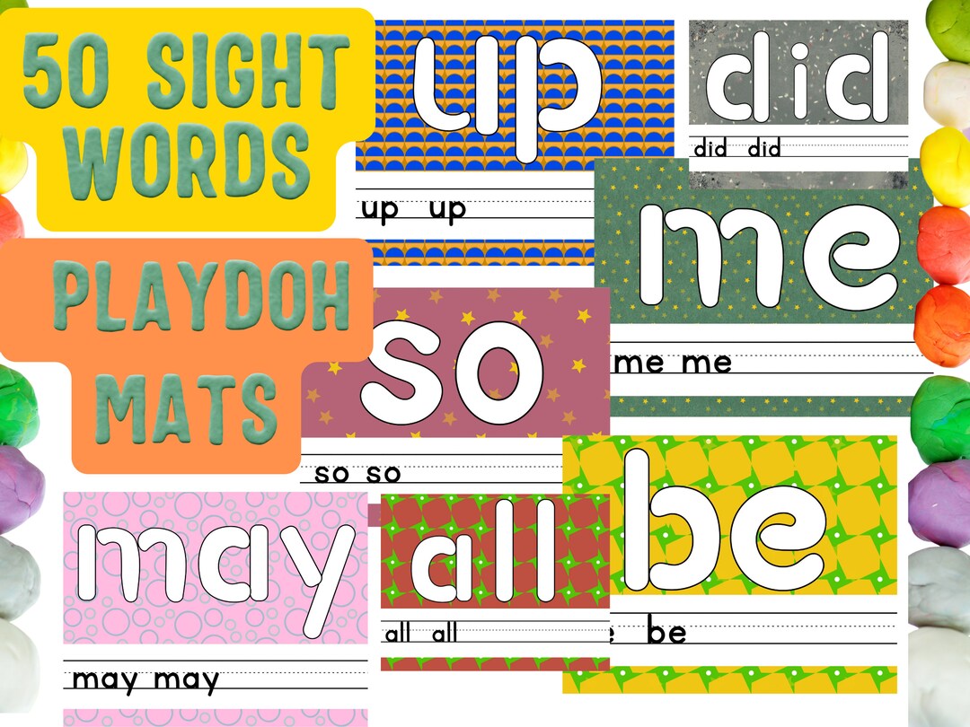 Sight Words Play Dough Mats Worksheet Toddler Printable - Etsy