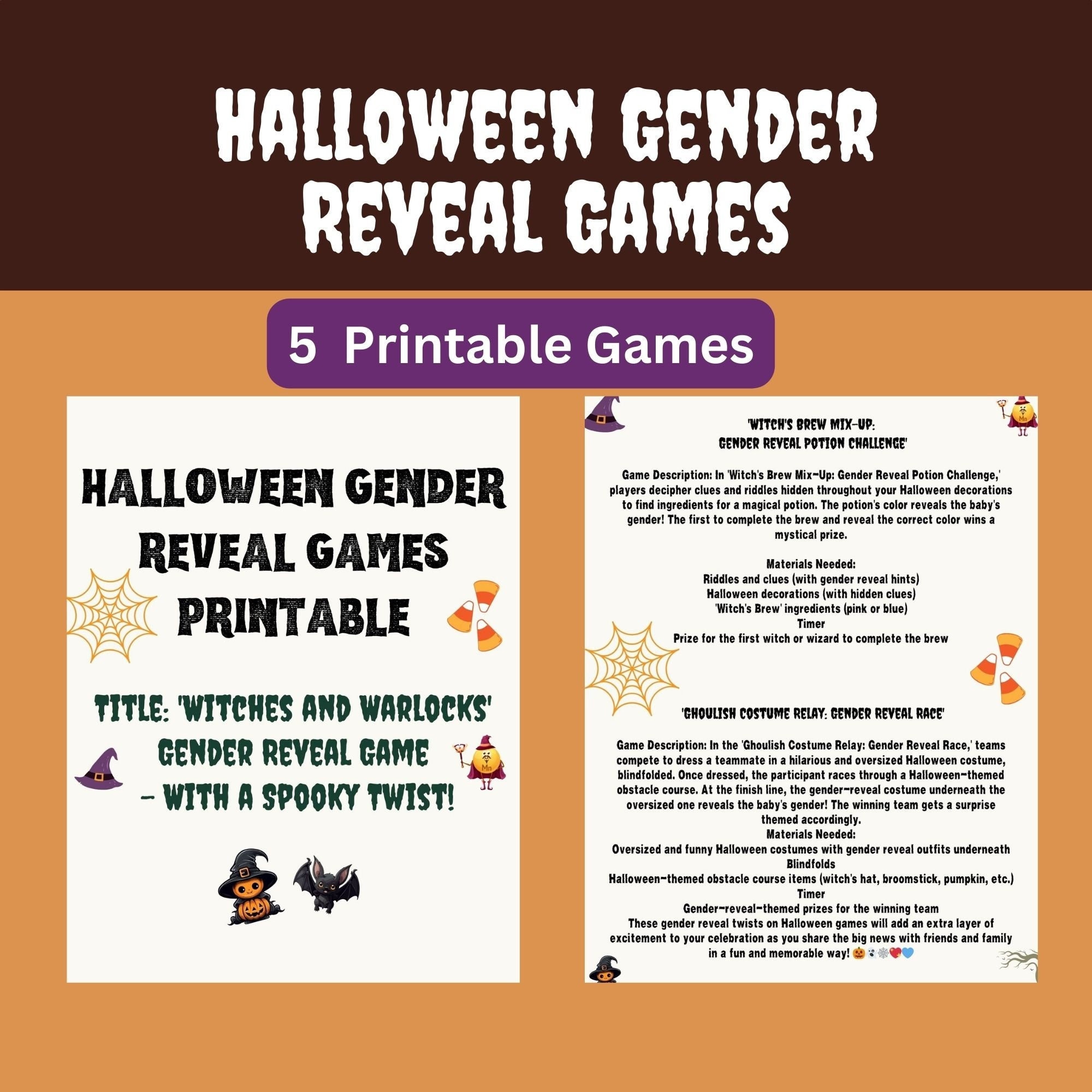 Halloween Gender Reveal Games Printable Halloween Gender Reveal ...