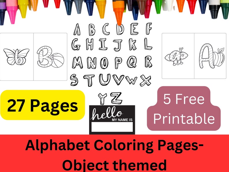27 Printable Alphabet Tracing and Object Coloring Book Worksheets ...