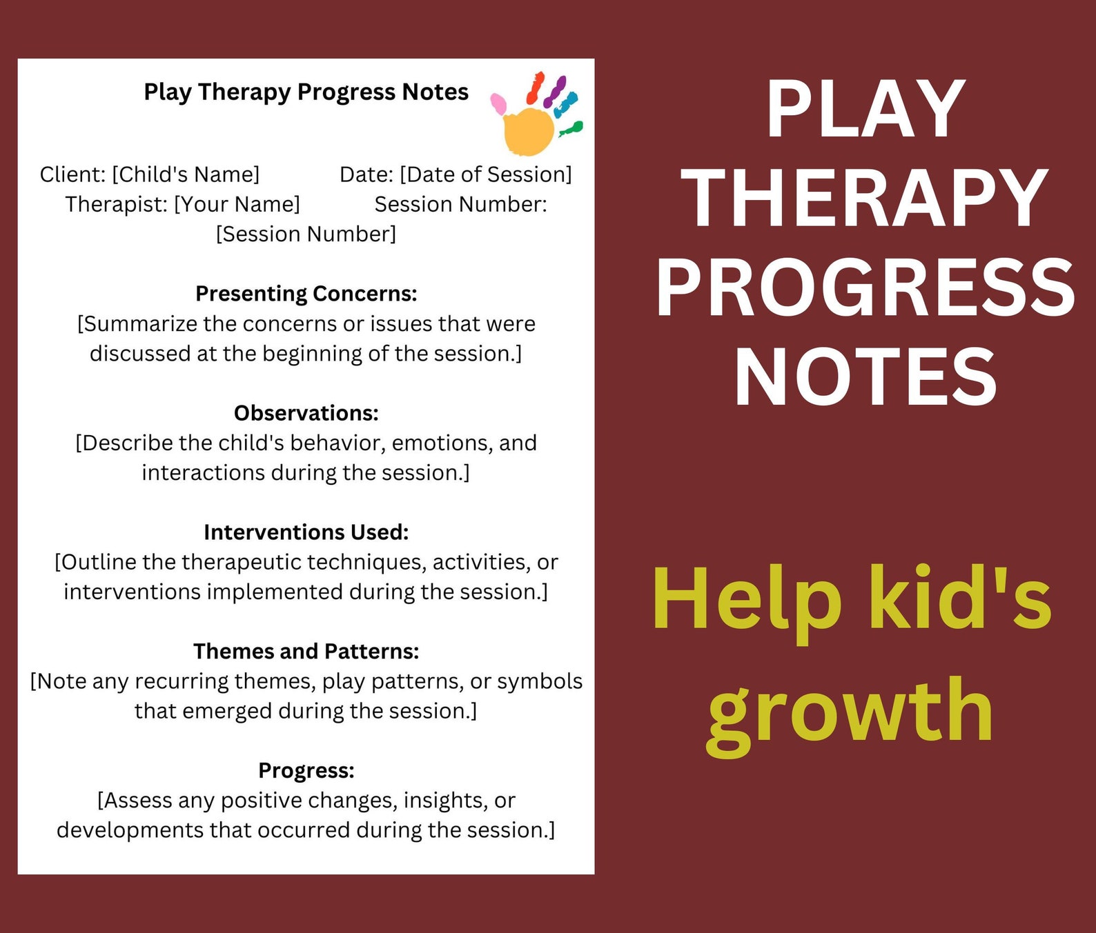 Play Therapy Progress Report Editable Therapeutic Interventions List ...