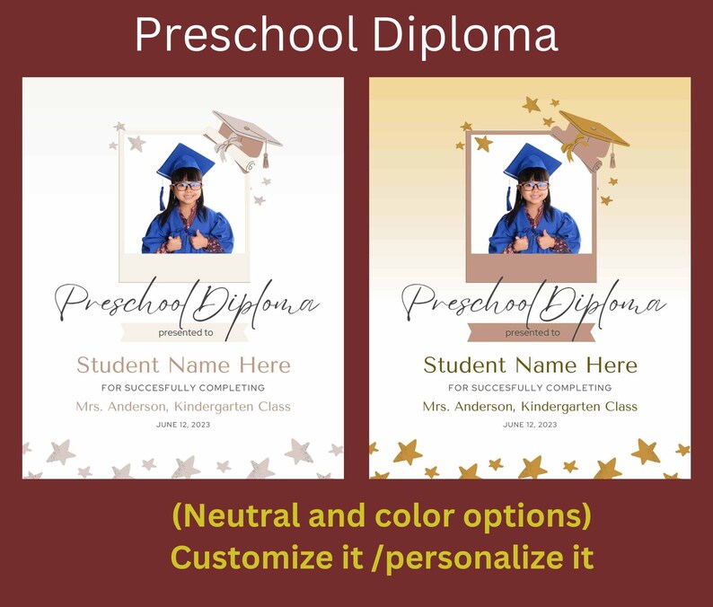 Editable Preschool Diploma DAYCARE GRADUATION Certificate,daycare ...