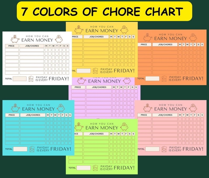 Kids Reward and Chore Chart Allowance Chore Chart Printable, , 2 Kids ...