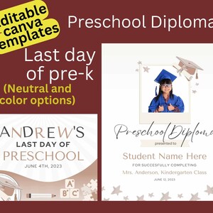 Editable Preschool Diploma DAYCARE GRADUATION Certificate,daycare ...