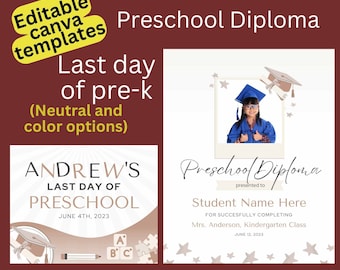 Editable DAYCARE GRADUATION Certificate, Daycare Diploma, Last Day of ...