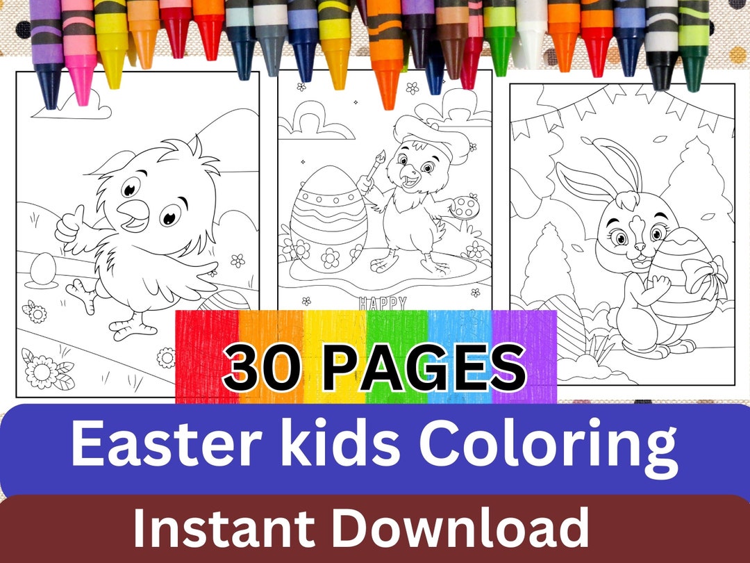 30 Page Easter Coloring Kids Book Easter Kid Activities Easter Ring ...