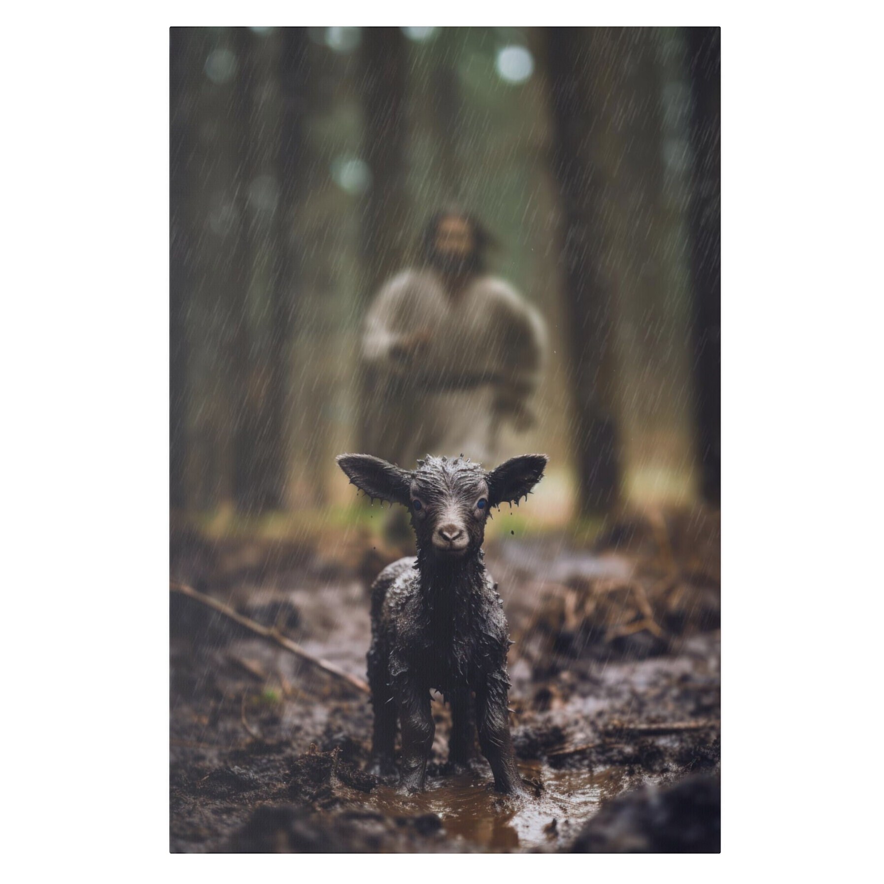 Jesus and Lamb Artwork Parable of the Lost Sheep Black Sheep and Jesus ...