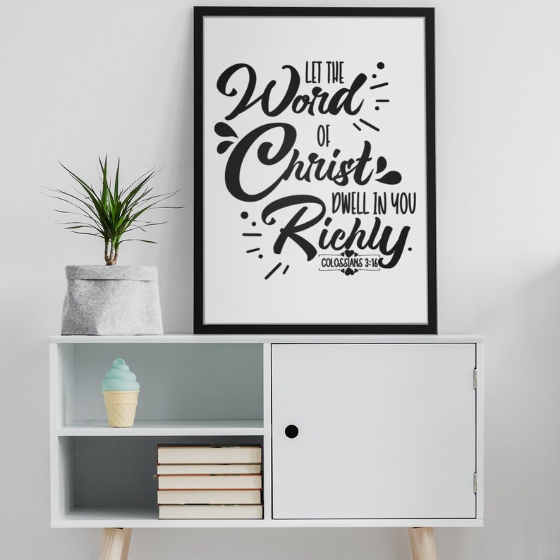 Word of Christ Poster Inspiring Christian Wall Art Colossians 3:16 God ...