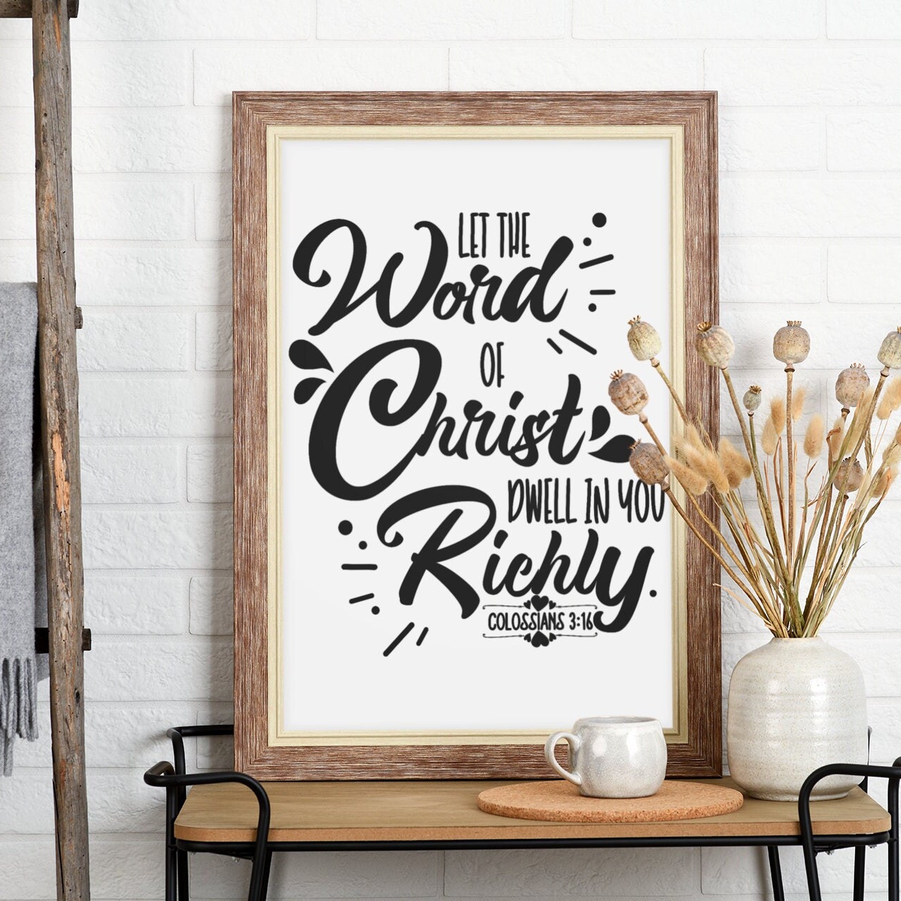 Word of Christ Poster Inspiring Christian Wall Art Colossians 3:16 God ...