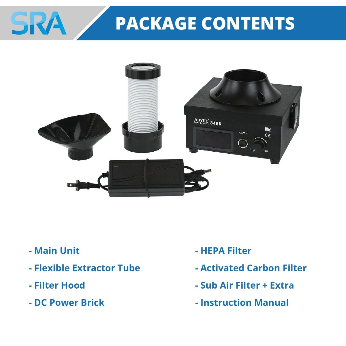 Aoyue 8486 Bench-top Fume Extractor With Activated Carbon Beads 110/220 ...