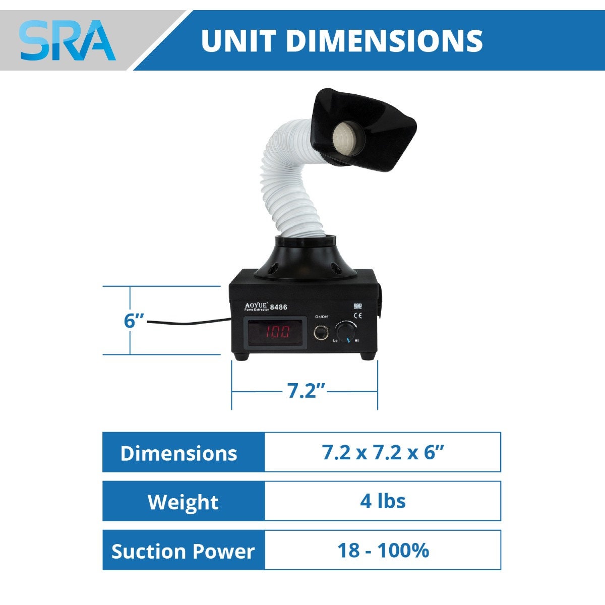 Aoyue 8486 Bench-top Fume Extractor With Activated Carbon Beads 110/220 ...