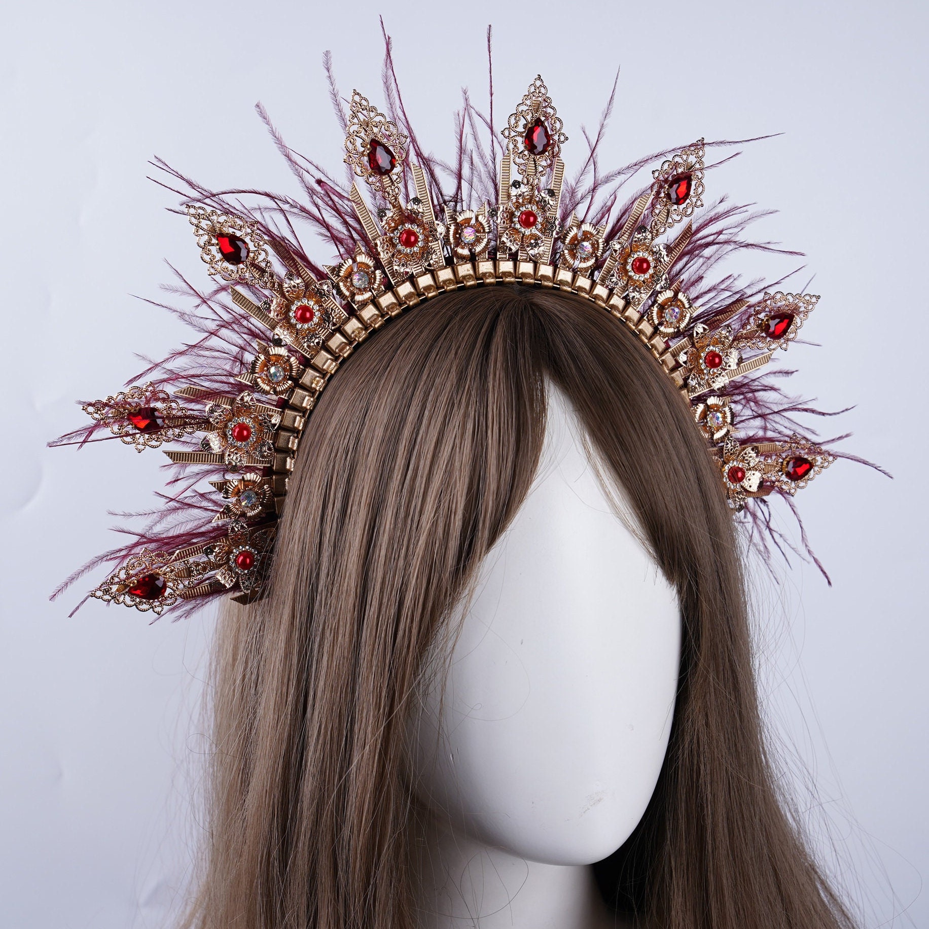 Gold Halo Crown Christmas Festival Headband Bridal Wedding Tiara Unique ...