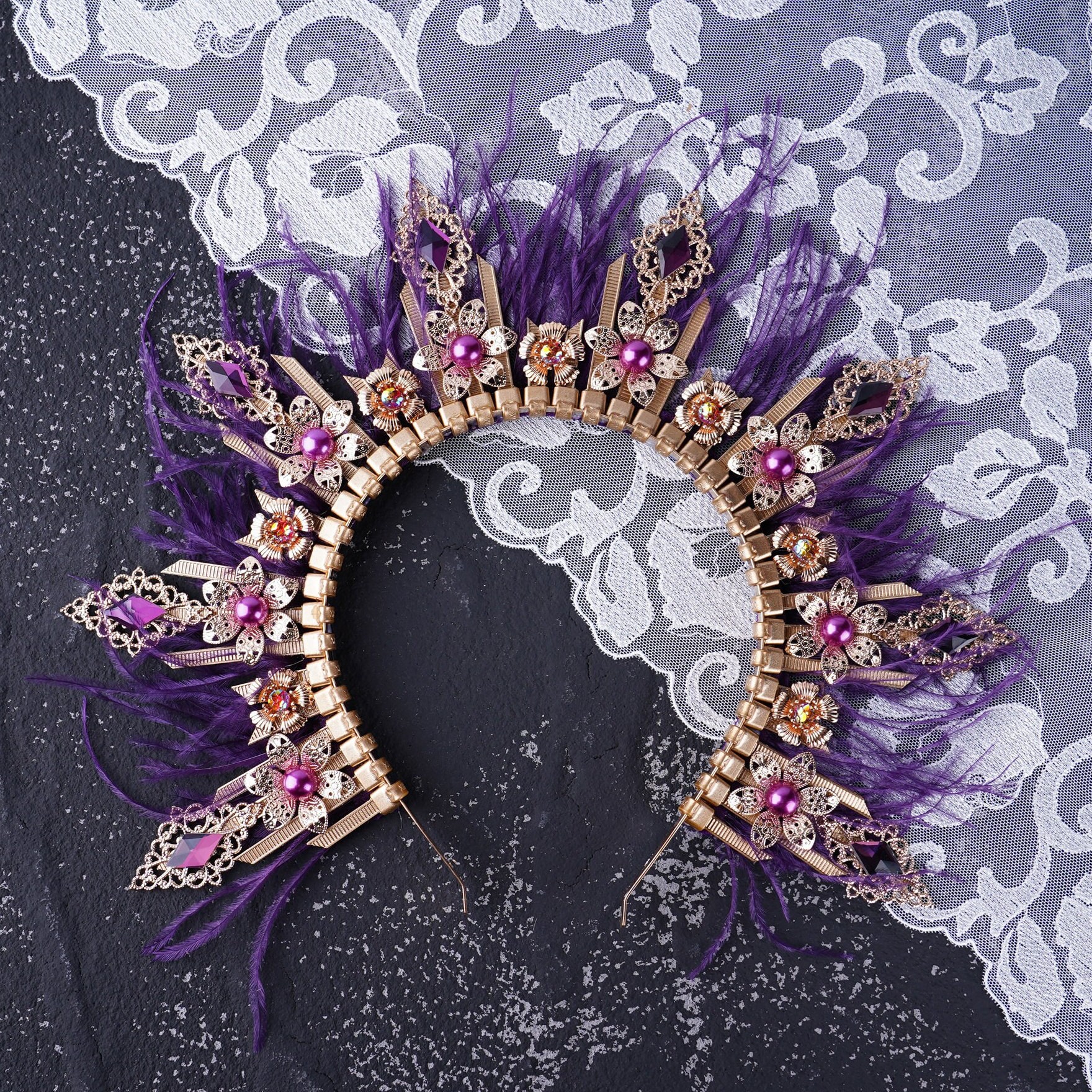 Gold Halo Crown Christmas Festival Headband Bridal Wedding Tiara Unique ...