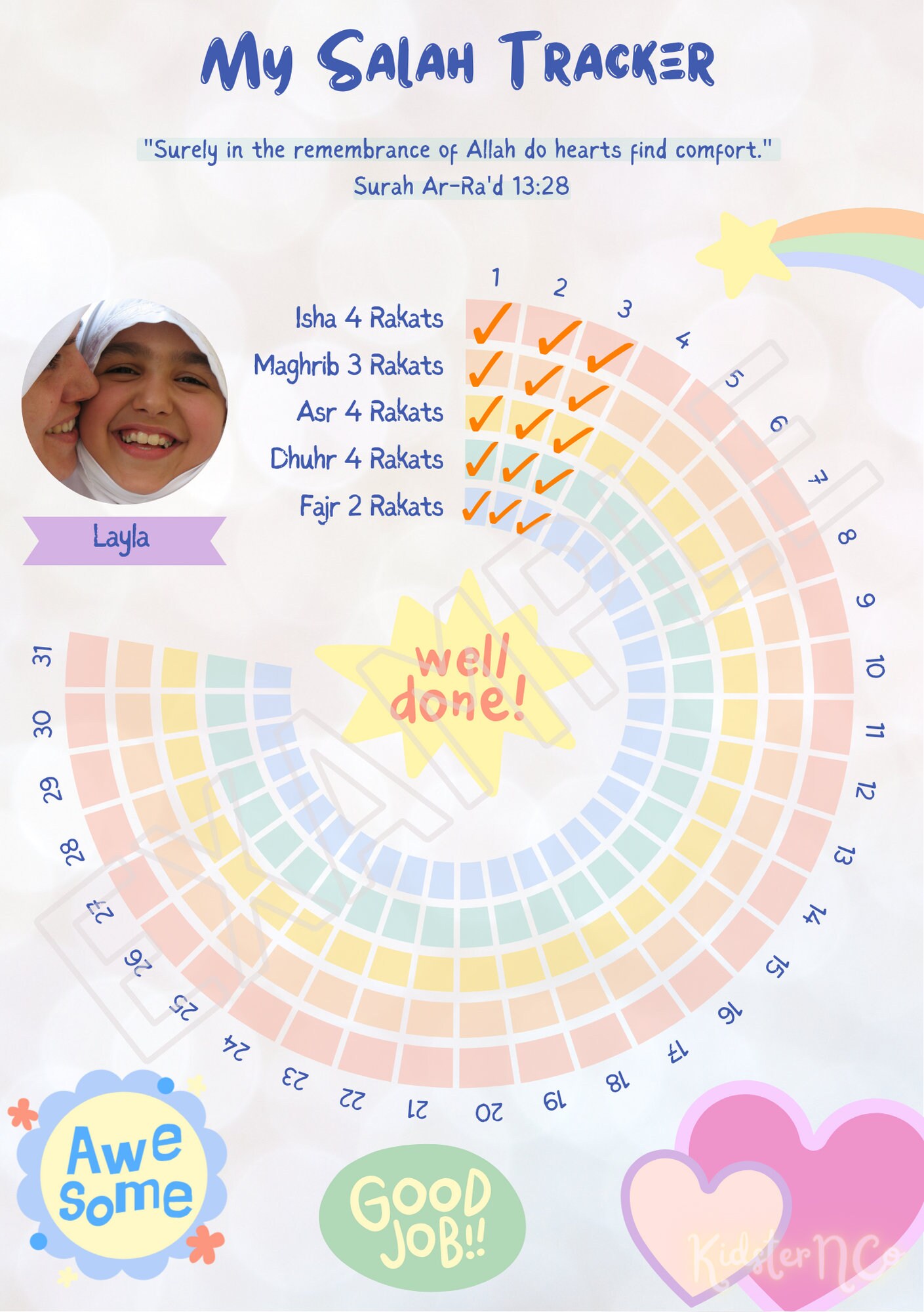 Muslim Kids Salah Tracker, Islamic Daily Planner, Muslim Prayer ...