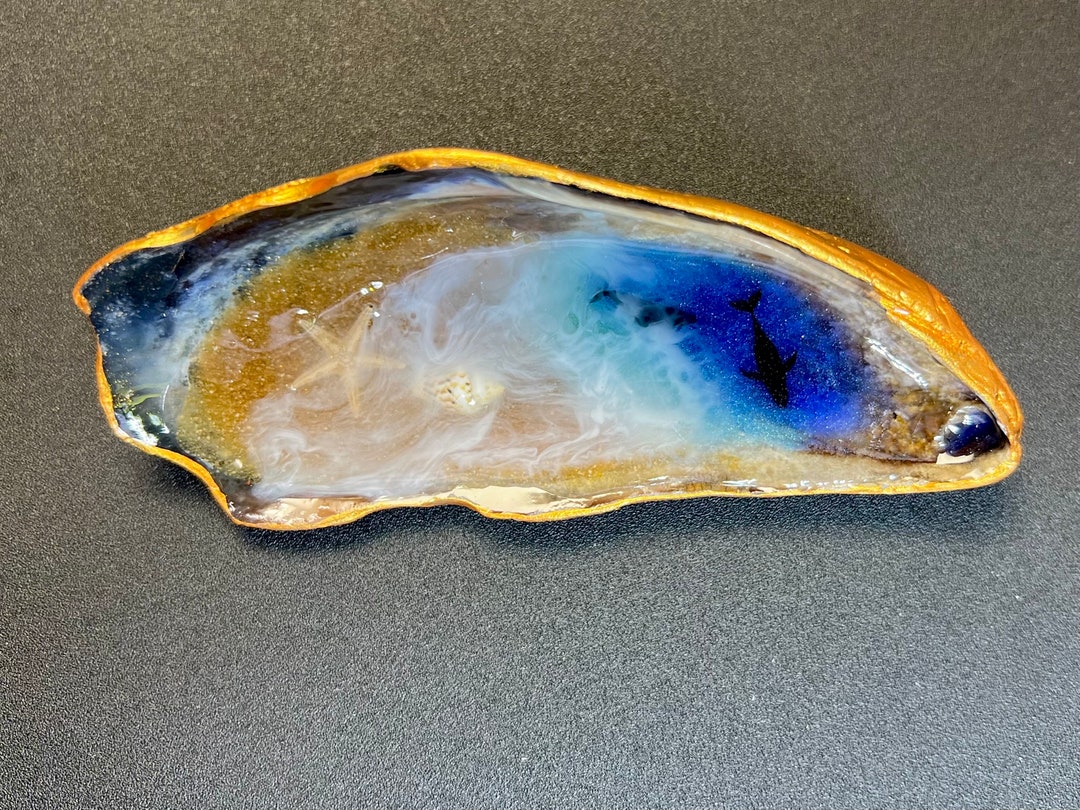 Ocean Resin Seashell With Whales Gold Shell Trinket Dish - Etsy