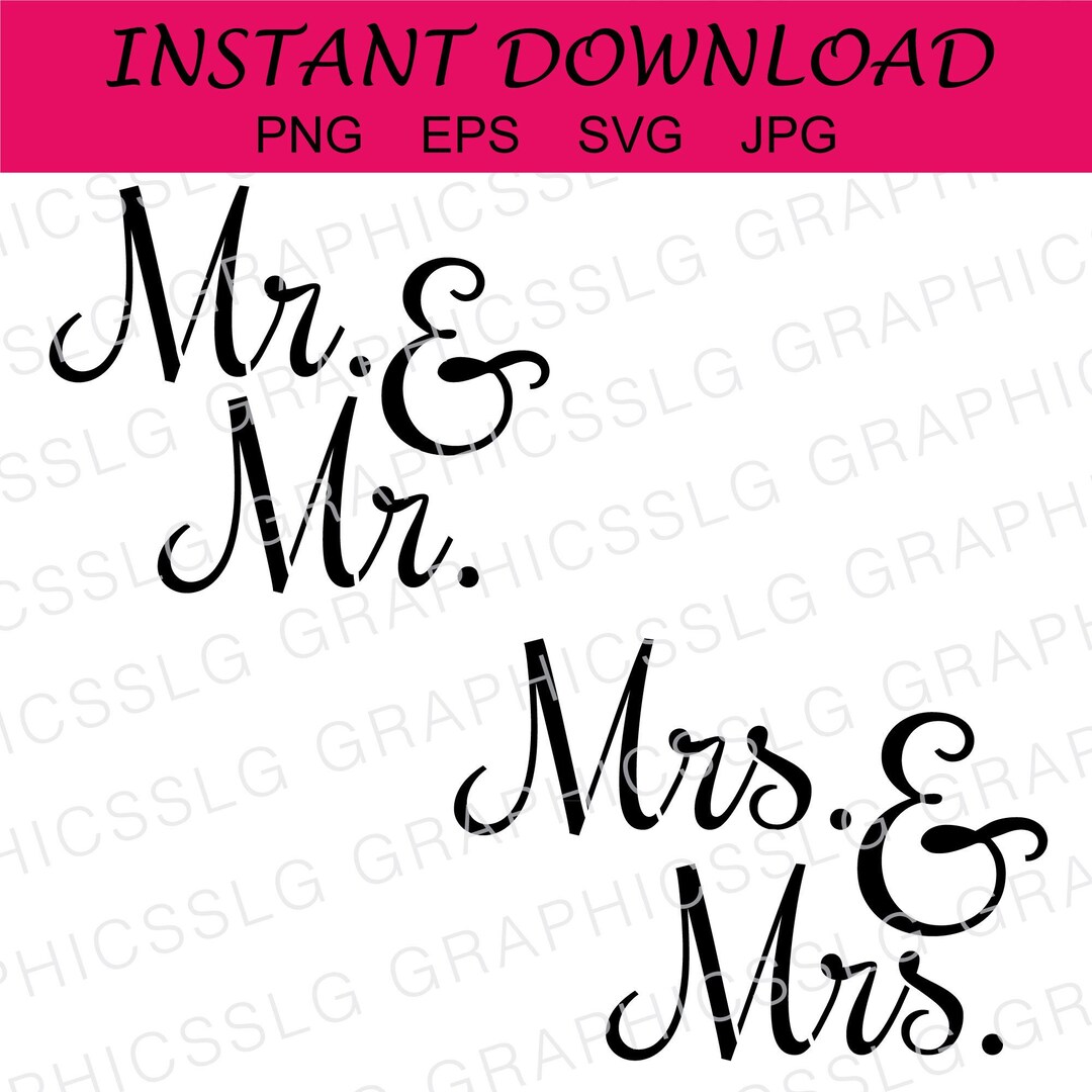Digital Mr. and Mr. Stencil | Mrs. and Mrs. Stencil | Wedding | Cookie ...