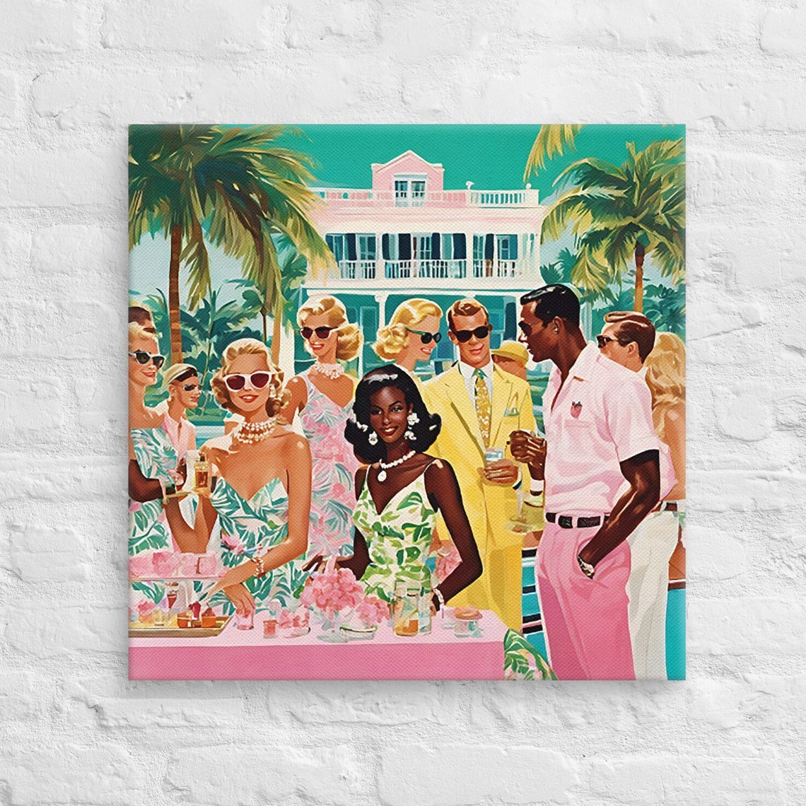 Palm Beach Party Coastal Preppy Canvas Wall Art - Etsy