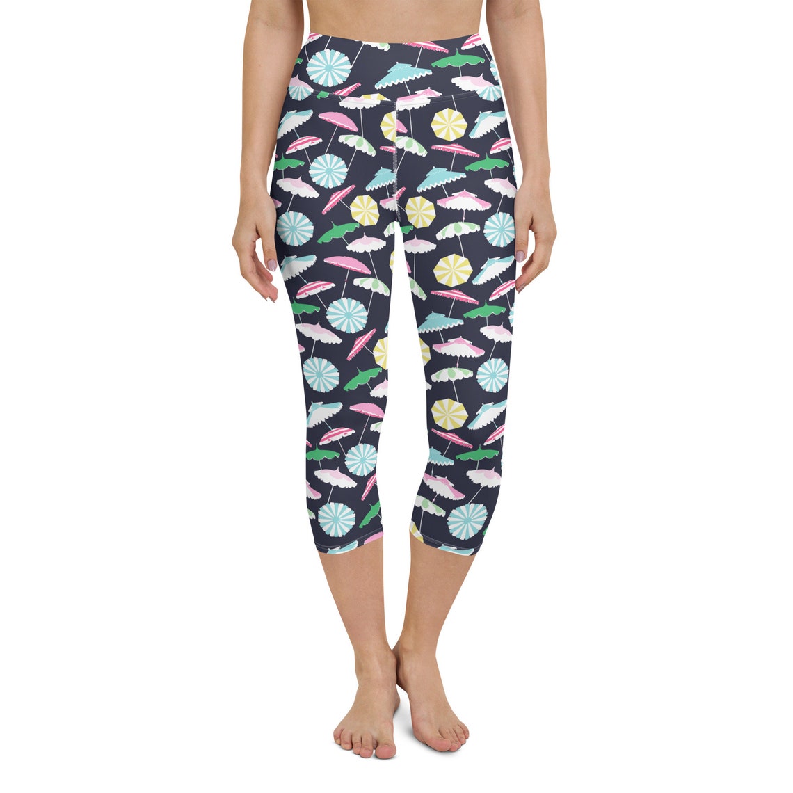 Beach Umbrella Party Navy Coastal Preppy Yoga Capri Leggings - Etsy