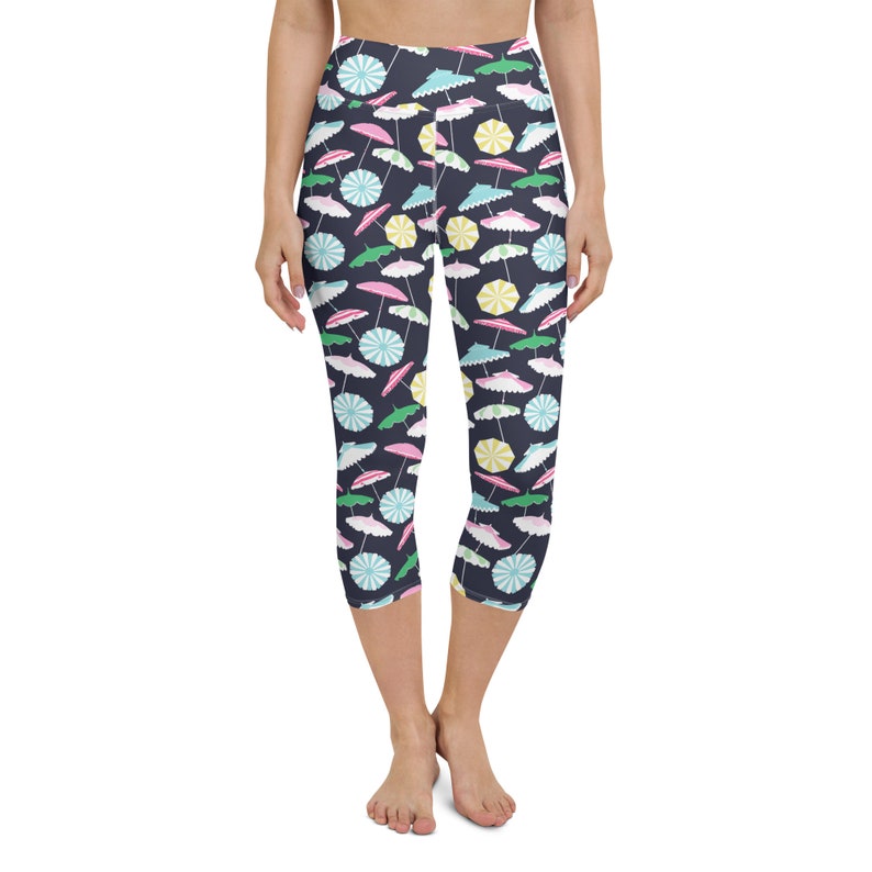 Beach Umbrella Party Navy Coastal Preppy Yoga Capri Leggings - Etsy