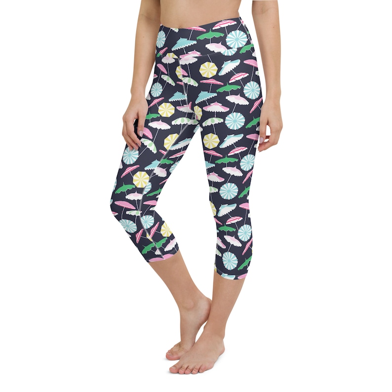 Beach Umbrella Party Navy Coastal Preppy Yoga Capri Leggings - Etsy
