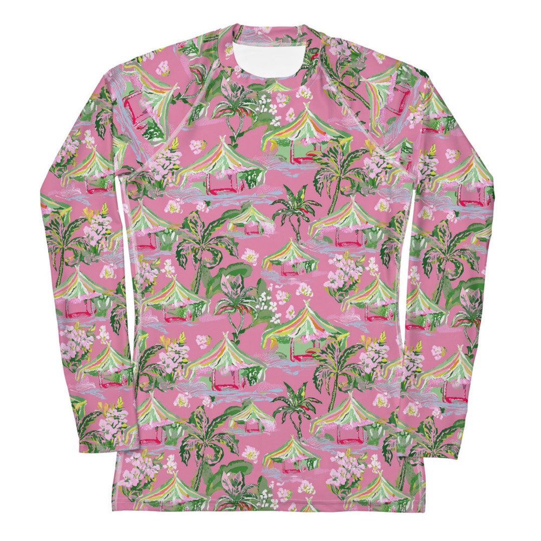 Palm Beach Tiki Hut Coastal Preppy Women's Rash Guard UPF 50+ - Etsy