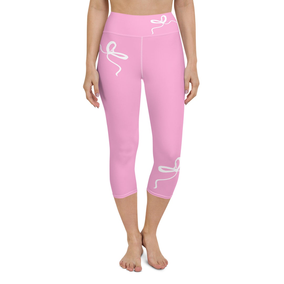 Nantucket Bow Pink Coastal Preppy Yoga Capri Leggings - Etsy