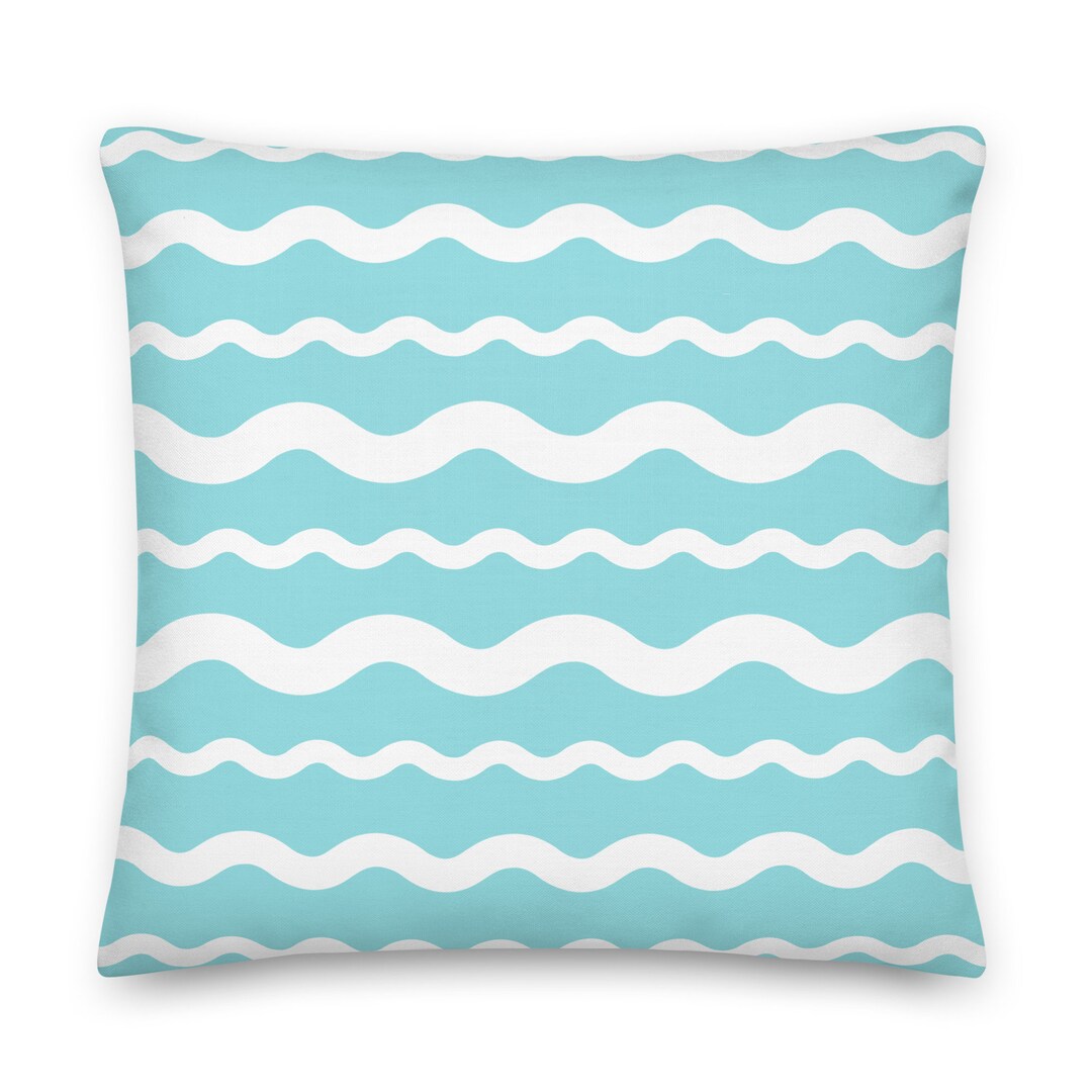 Ric Rac Stripe Aqua Blue Premium Pillow - Etsy