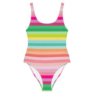Island Stripe Coastal Rainbow One-piece Swimsuit - Etsy