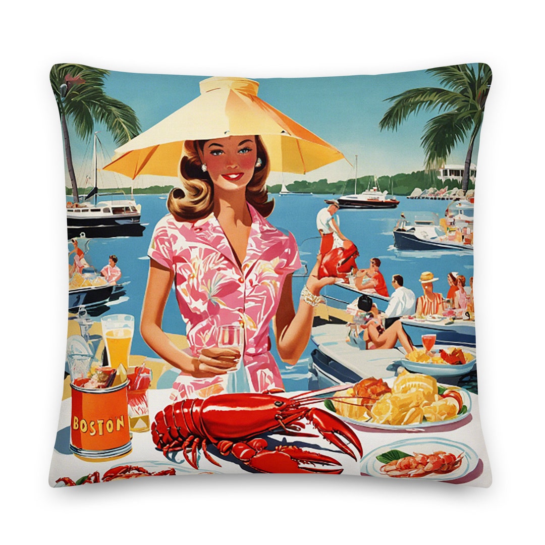 Boston Clambake Girl Premium Pillow - Etsy